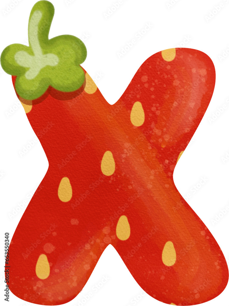 Strawberry alphabet letter A-Z PNG paper texture Stock Illustration ...