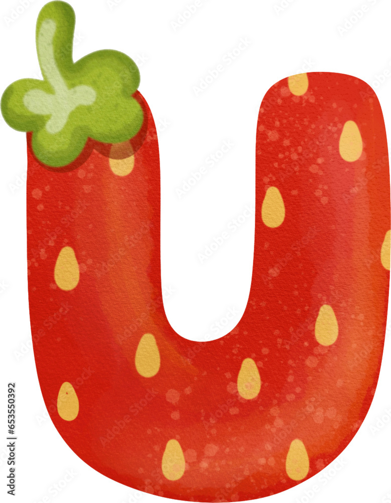 Strawberry alphabet letter A-Z PNG paper texture Stock Illustration ...