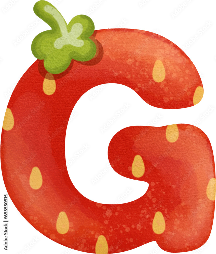 Strawberry alphabet letter A-Z PNG paper texture Stock Illustration ...