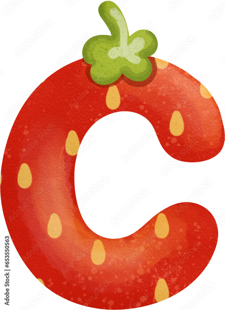 Strawberry alphabet letter A-Z PNG paper texture Stock Illustration ...