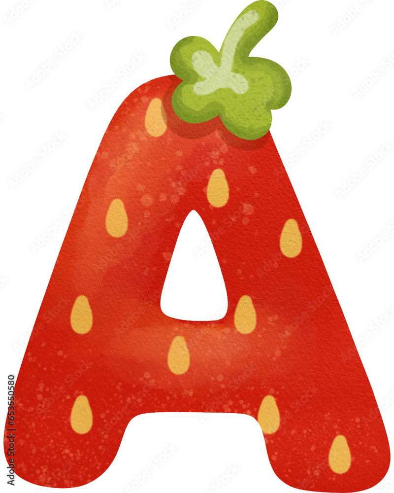 Strawberry alphabet letter A-Z PNG paper texture Stock Illustration ...