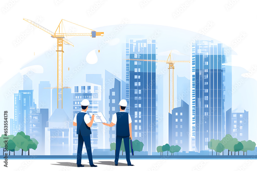 banner civil engineer inspect structure at construction site against ...