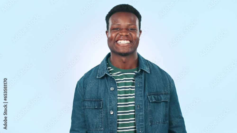 Stockvideo Options, shrug and face of black man in studio with choice ...