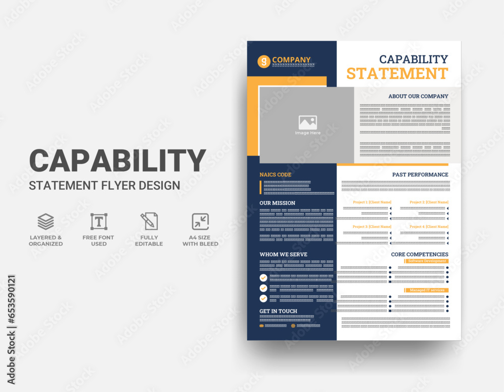 Capability Statement Template Design Stock Vector | Adobe Stock