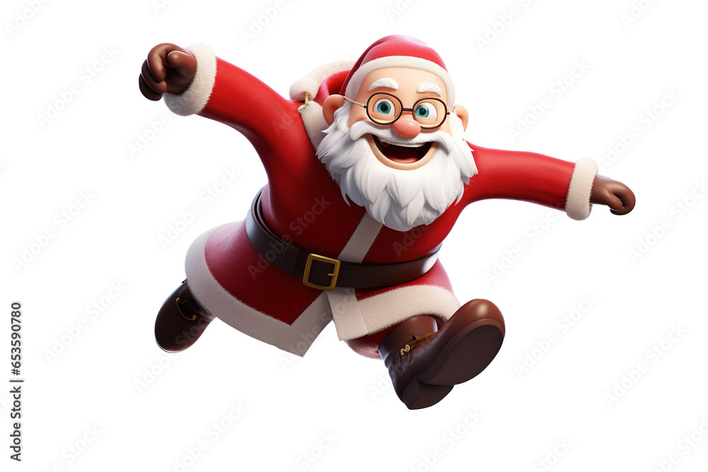 Cartoon drawn happy Santa Claus isolated without background, png Stock ...