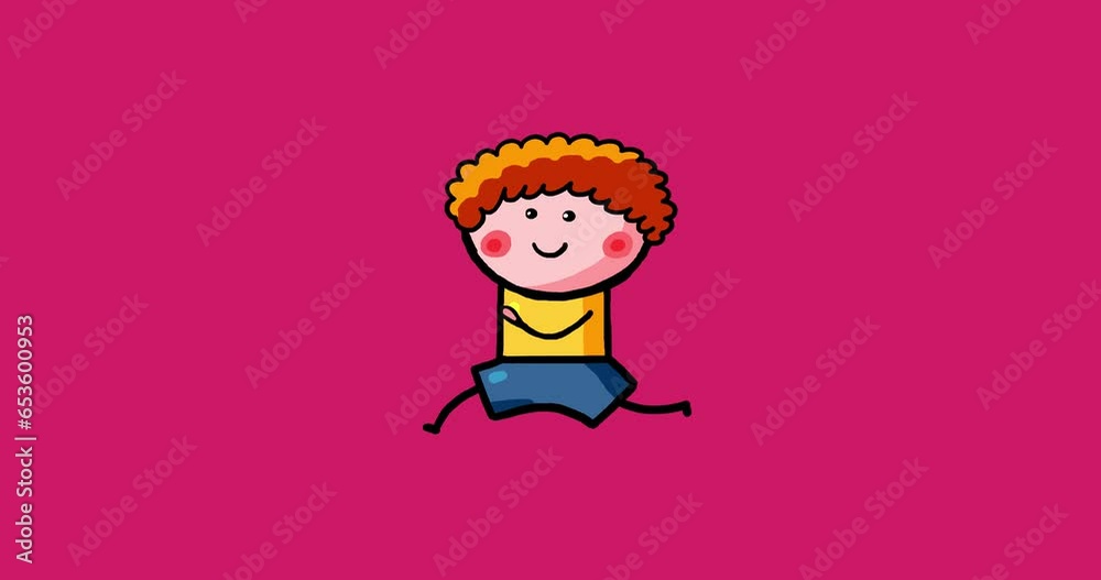 Cartoon kid character animated boy Peter isolated running non stop ...