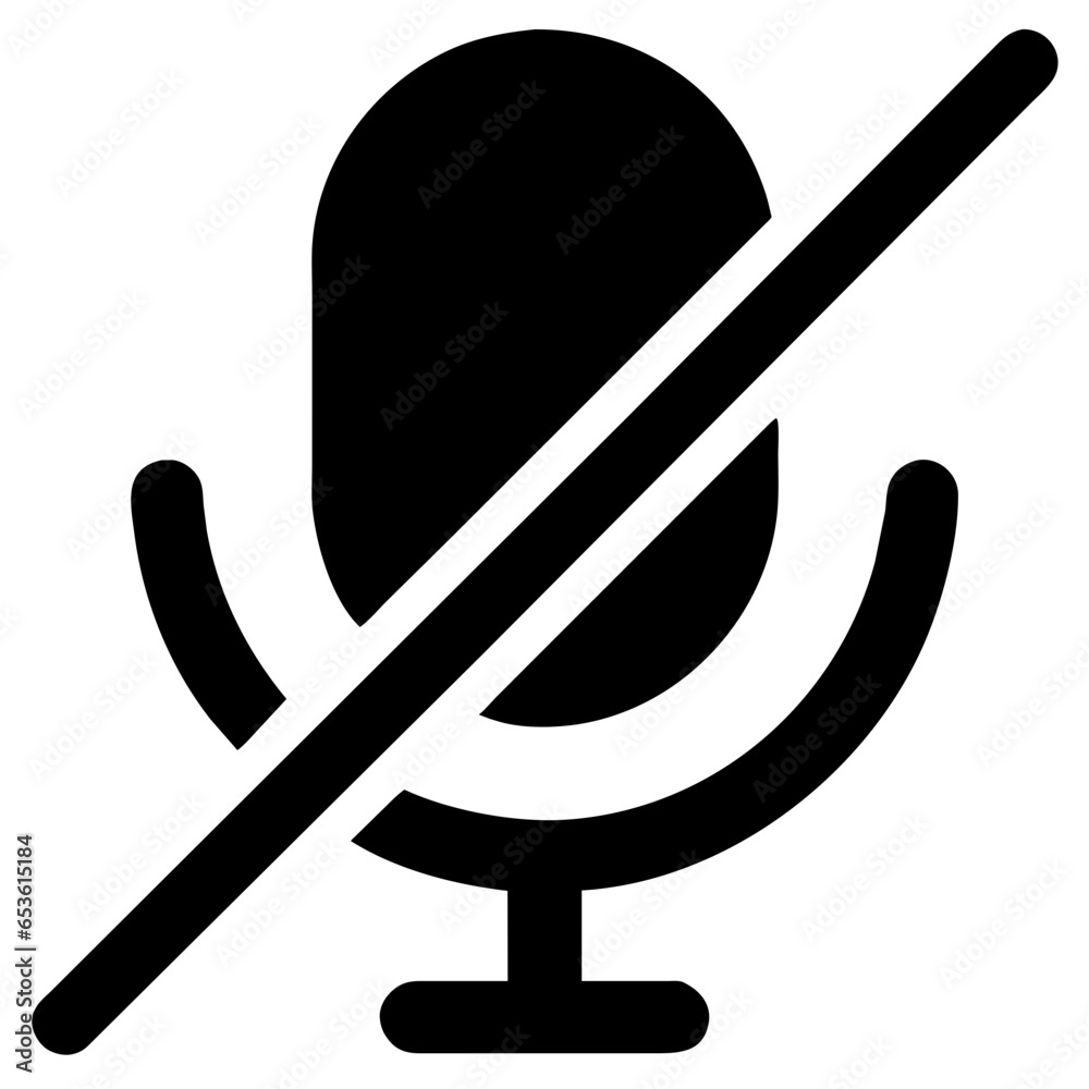 Silent mode. Microphone muted symbol. Sound off. Mic icon. No recording ...