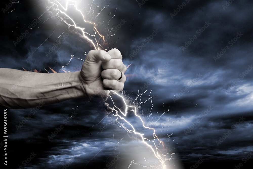 Olympic god Zeus throw lightning bolts, AI generated image ilustración ...
