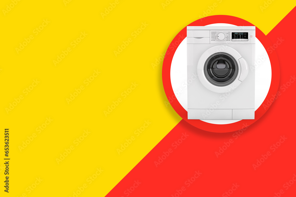 White Modern Washing Machine Label Tag with Free Space for Your Design ...