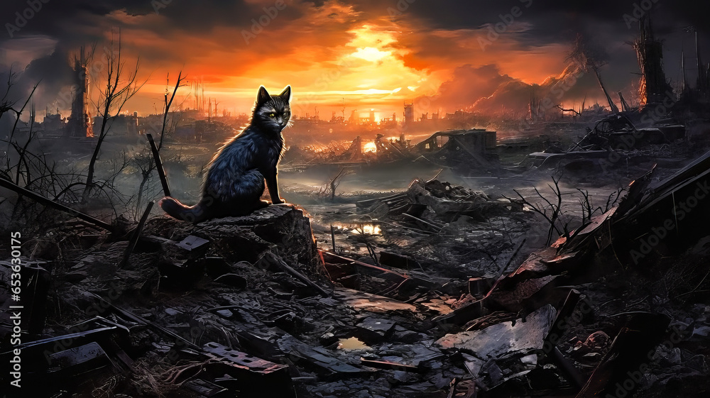 Post-Apocalyptic Earth Scene. Generative AI. A digital rendering of a ...