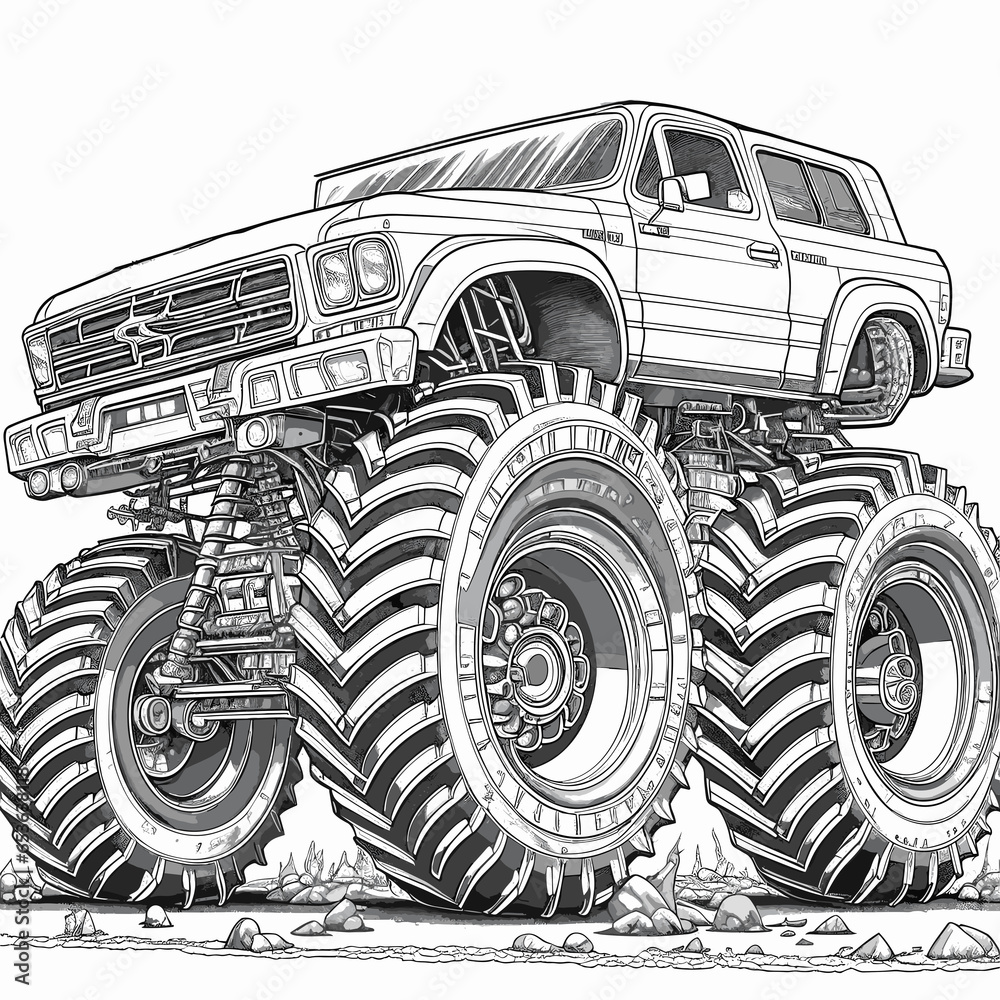 Thrilling Monster Truck Coloring Book Pages For All Ages For Who Love ...