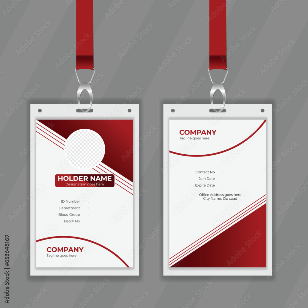 Simple and minimal design presentation for identity card. Red and white ...