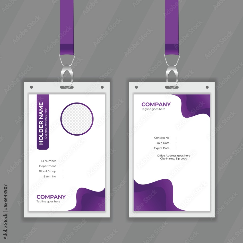 Simple and editable ID card for company stuff. Colorful printable ...