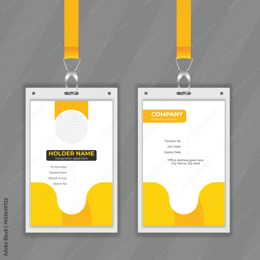 Yellow color simple design for ID card. Vector design template for ...