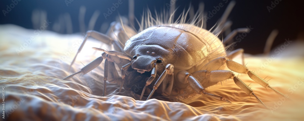 An Image Showcasing A Dust Mite Within A Bed Underscoring The ...