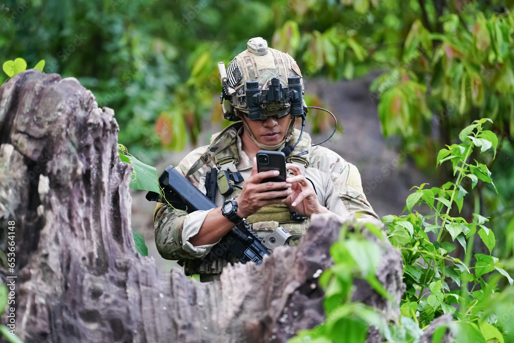 Military army soldiers tactical team, commando group moving cautiously ...