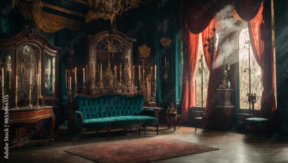Halloween-themed, Haunted Mansion Interior: A spooky backdrop featuring ...