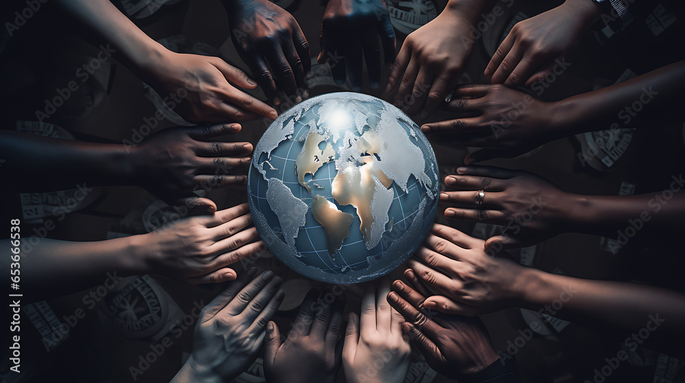 Individuals from diverse backgrounds joining hands around a shared ...