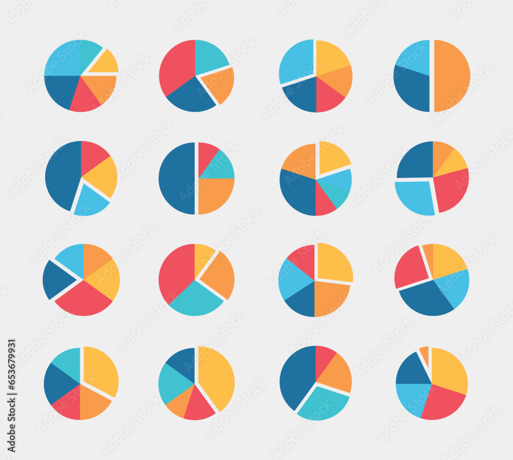 Infographic pie graph set. Vector illustration. Colorful diagram ...