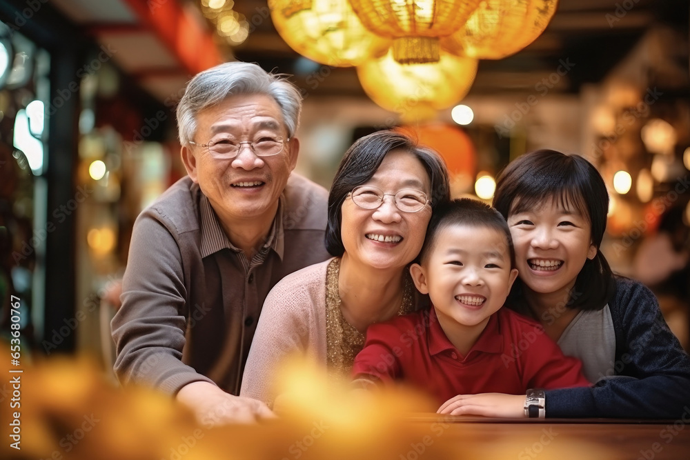 Foto de Big Asian family together. Family photo of joyful children and ...