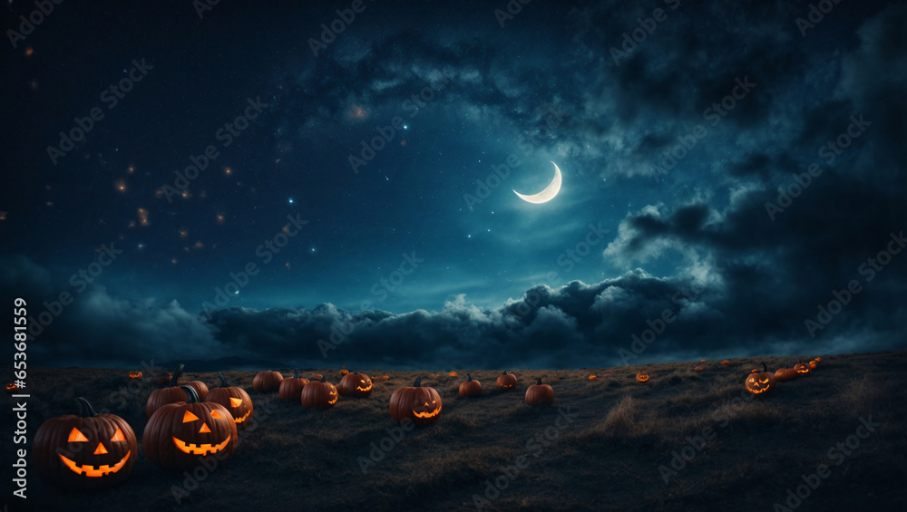 Halloween-themed, Halloween Night Sky: A digital backdrop displaying a ...