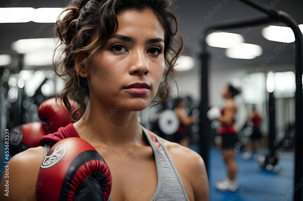 Foto de A dedicated female boxer with an unwavering warrior mindset ...