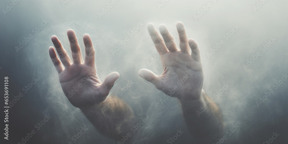 Blurry hands from fog, reaching out for something. Stock Illustration ...