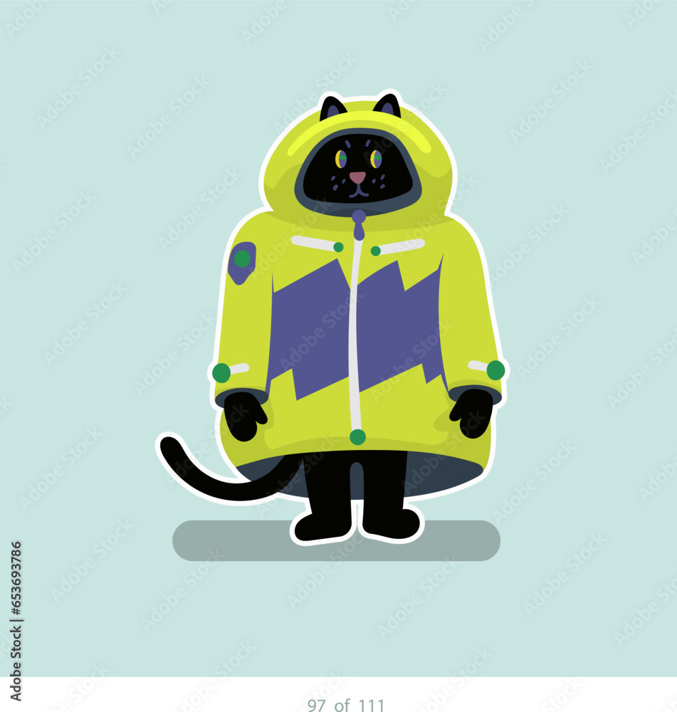 Cartoon stylized cat character. Set of 111 units. Number 97. 2d ...