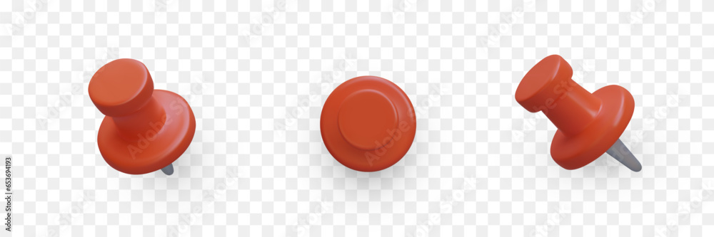 Red pin in different positions. Set of realistic images. Element for ...