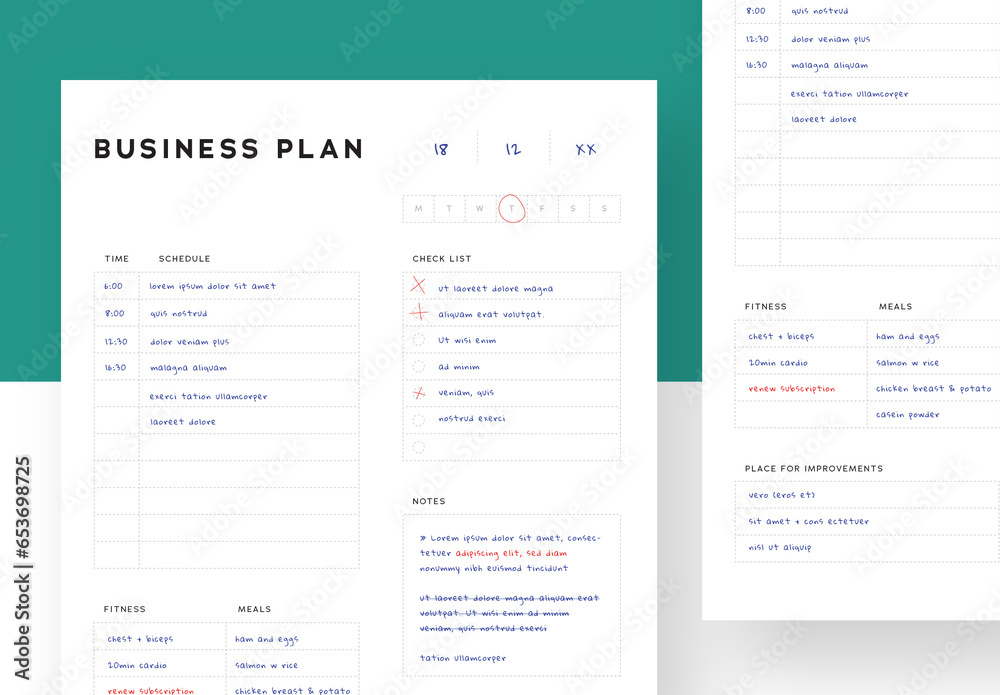 Business Plan Layout With Various Field Options Stock Template | Adobe ...