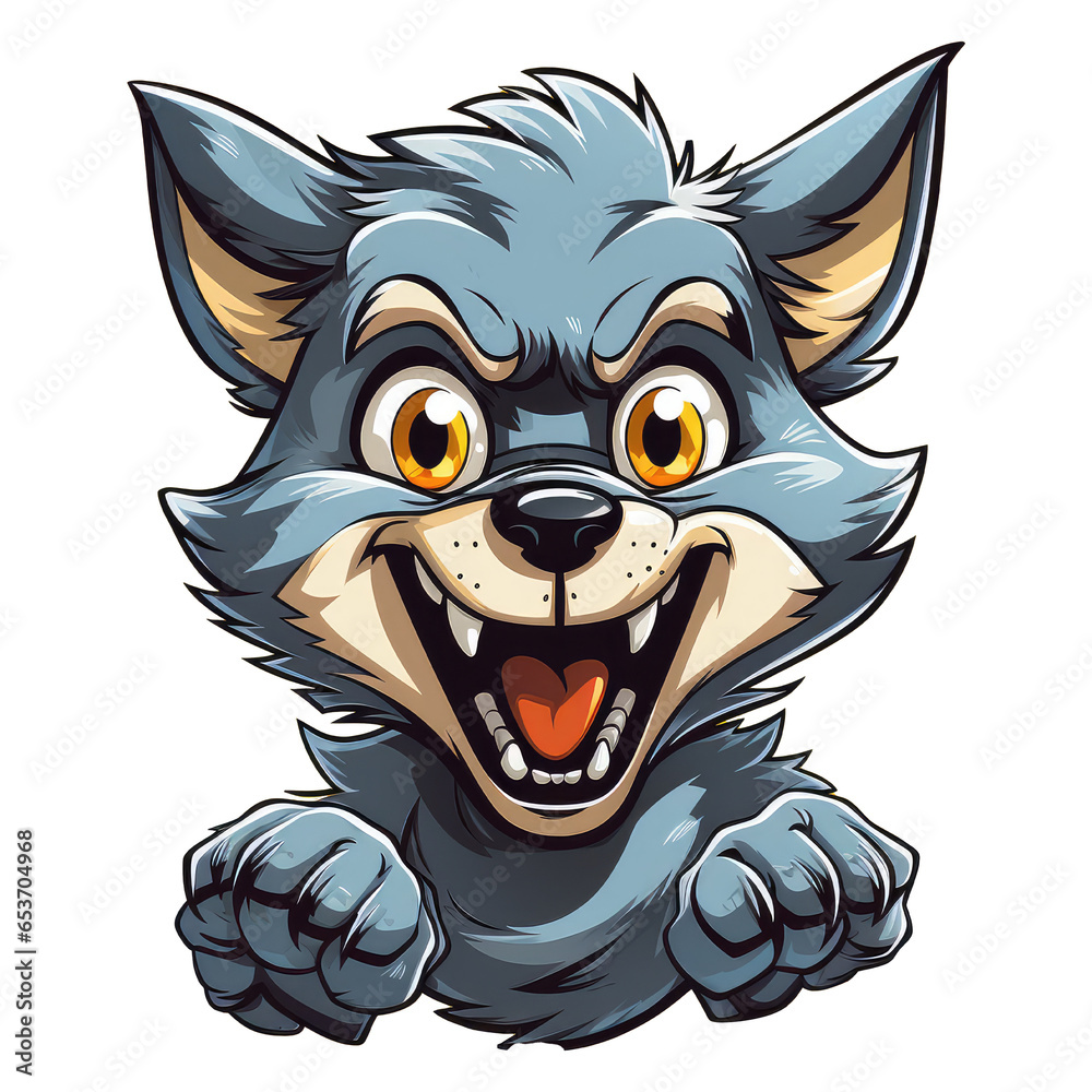 cute wolf full body illustration in the style of pop art isolated on ...