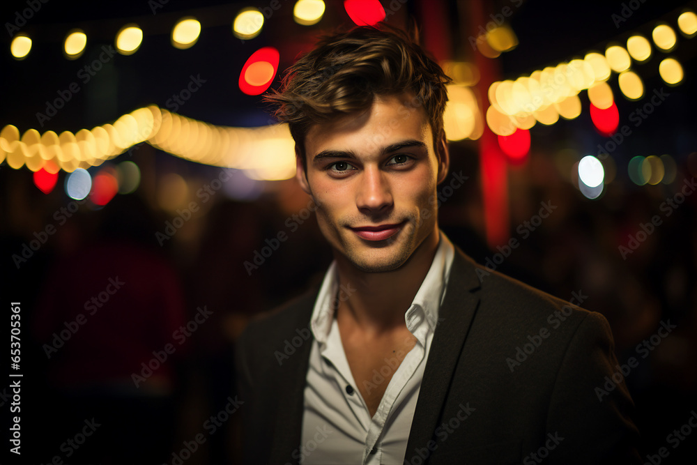 Generative AI image of handsome happy joyful man celebrating stag party ...