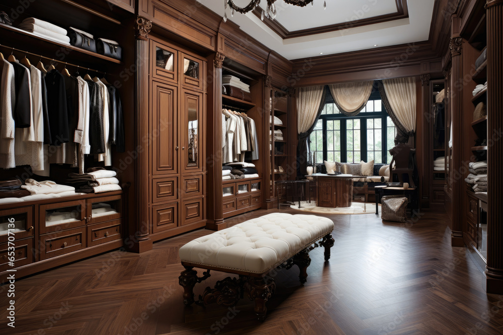 Luxurious British Colonial Style Walk-in Closet: Classic Design ...