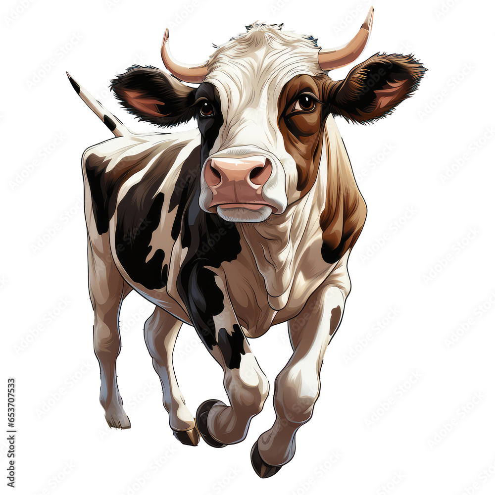 cute cow full body illustration isolated on transparent background ...