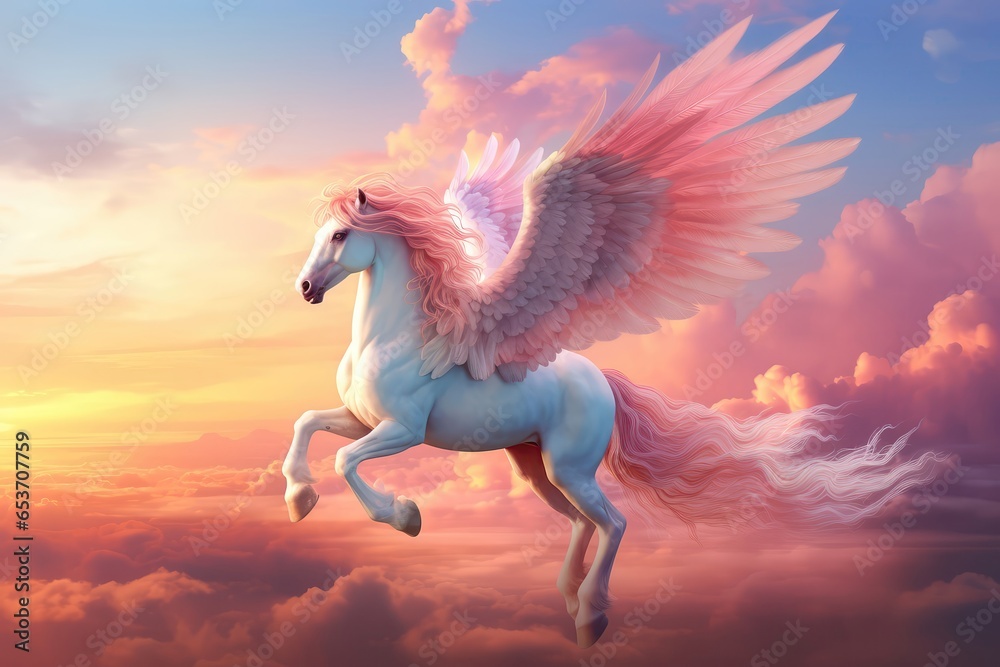Exquisite Depiction Of Pinkwinged Pegasus, Winged Mythical Stallion ...