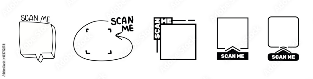Scan Me Set Icons Qr Code Template Scan Me Sticker Qr Code Scan Icon Set Scan Me Frame Qr