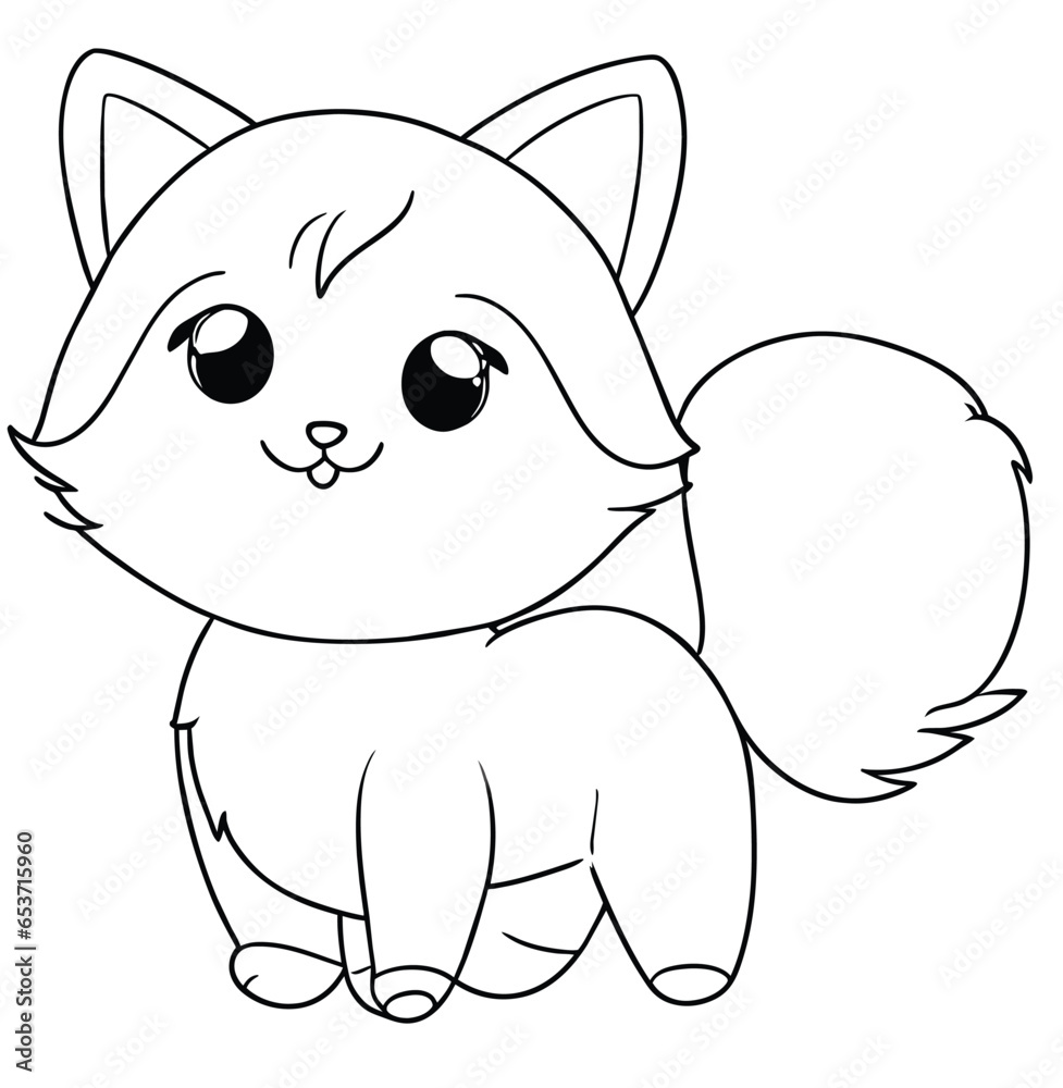 Cute Cat Coloring Page Vector, Cat Coloring Page, Kitty Coloring Page 3 ...