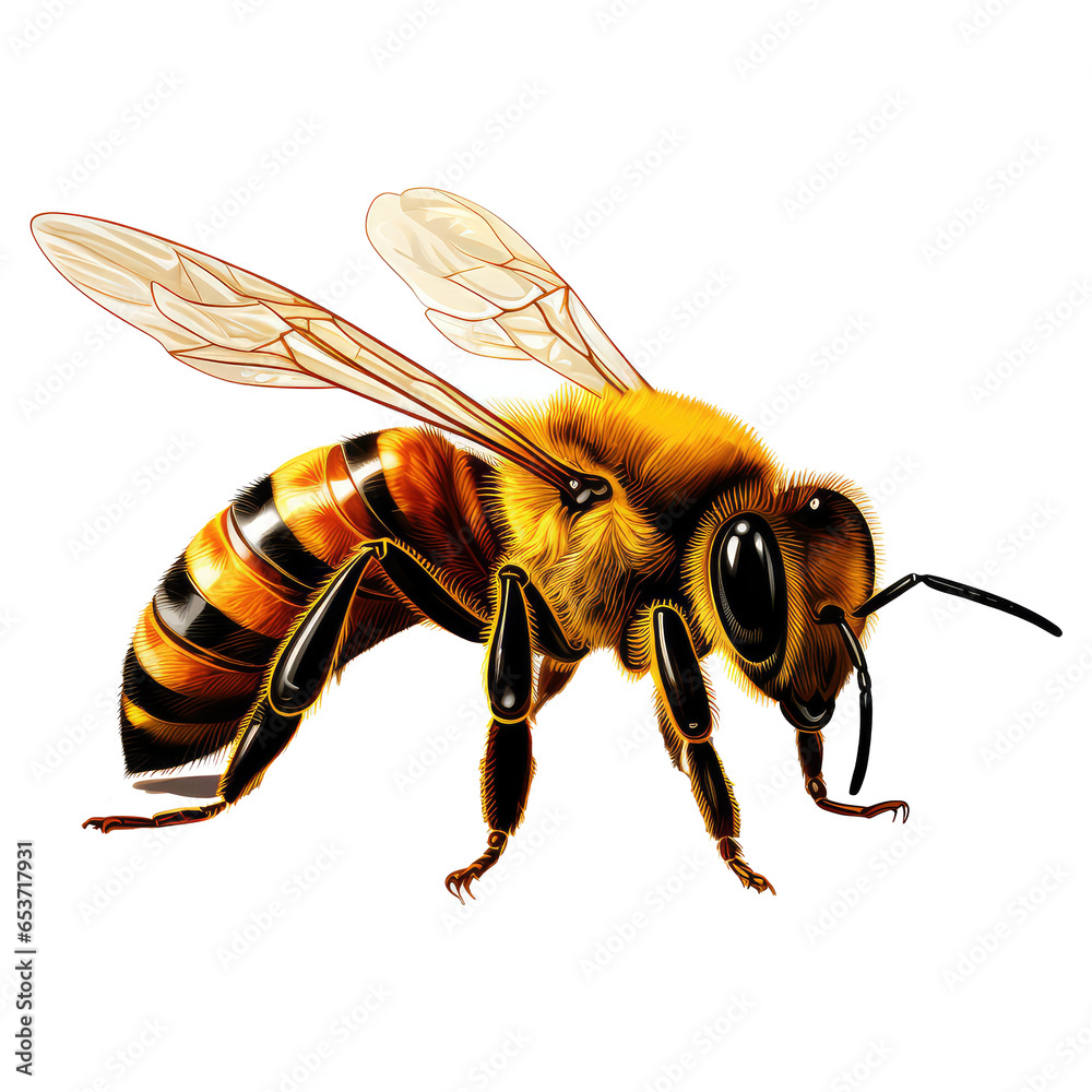 cute honey bee full body illustration isolated on transparent ...
