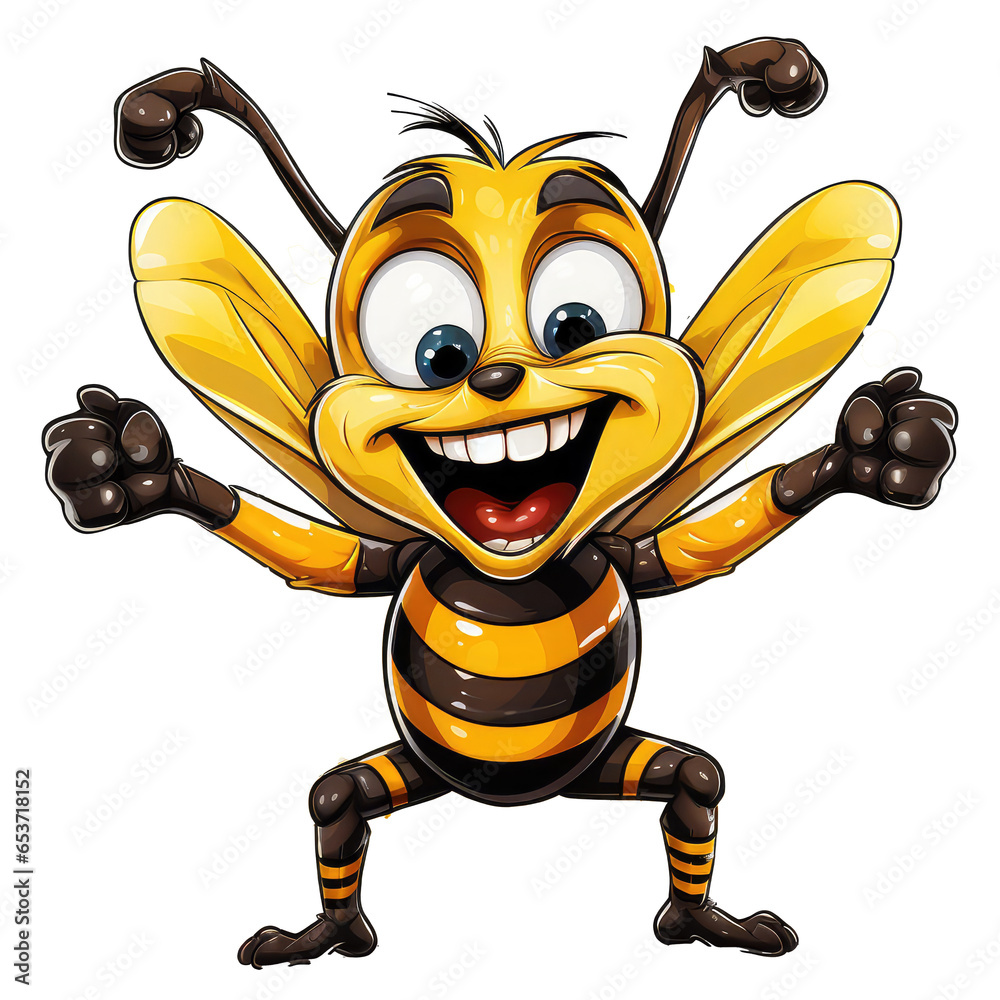 cute honey bee full body illustration isolated on transparent ...