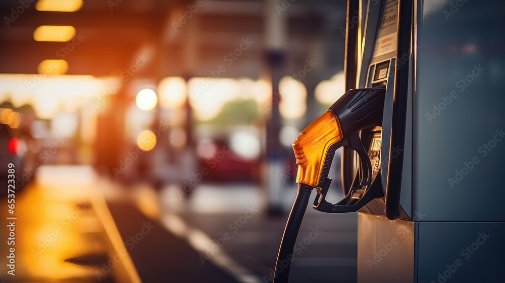 Generative AI, gas station, nozzle for refueling a car, gas pumps ...