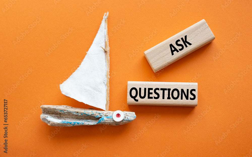 Ask Questions symbol. Wooden blocks with words Ask Questions. Beautiful ...