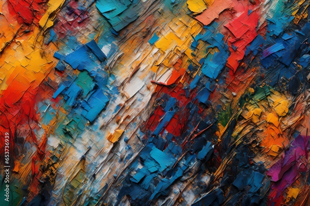 Abstract rough colorful complementary colors art painting texture ...