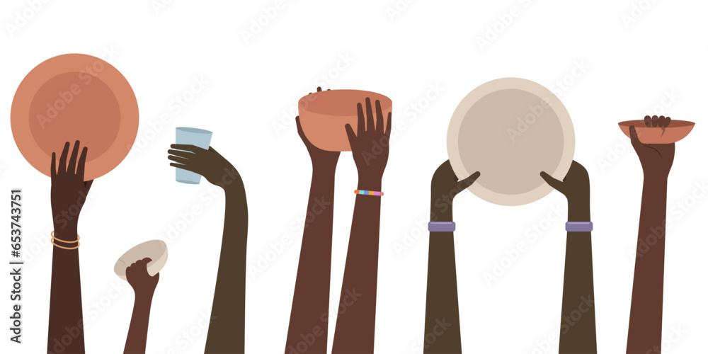 Starving people. Poverty stricken starving famine hands. Illustration ...
