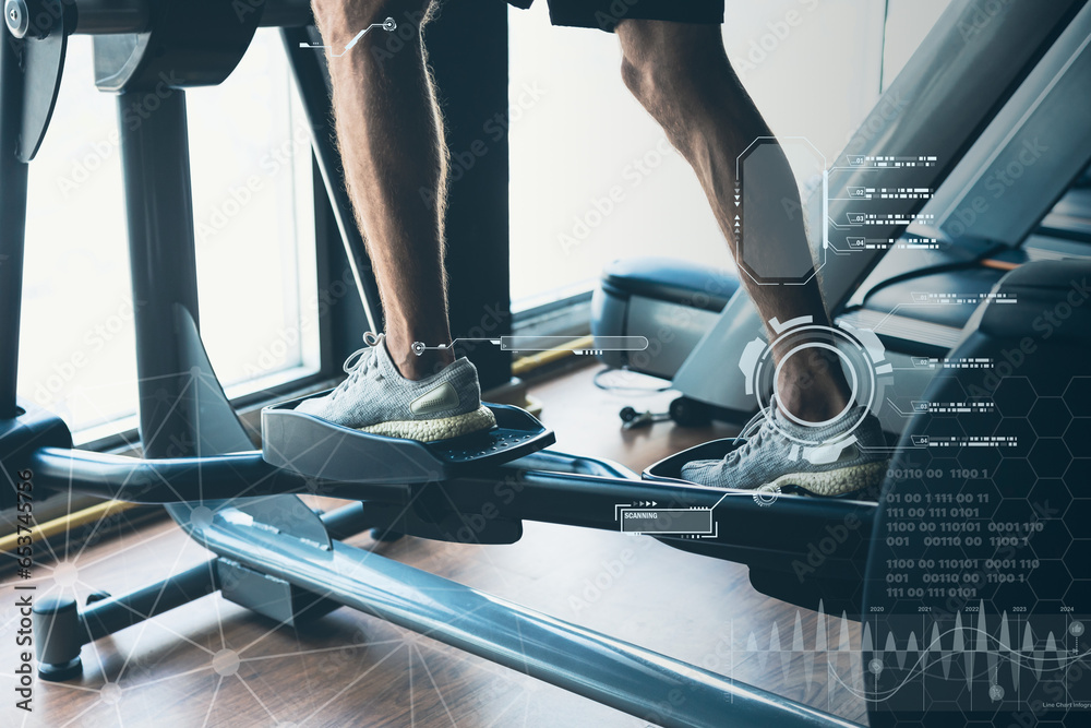 Modern technology in sport science concept. muscle strength training ...