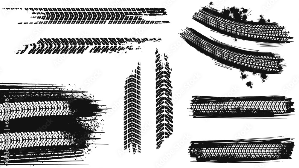 Car and motorcycle tire track vector set. Tire mark. Truck tread mark ...