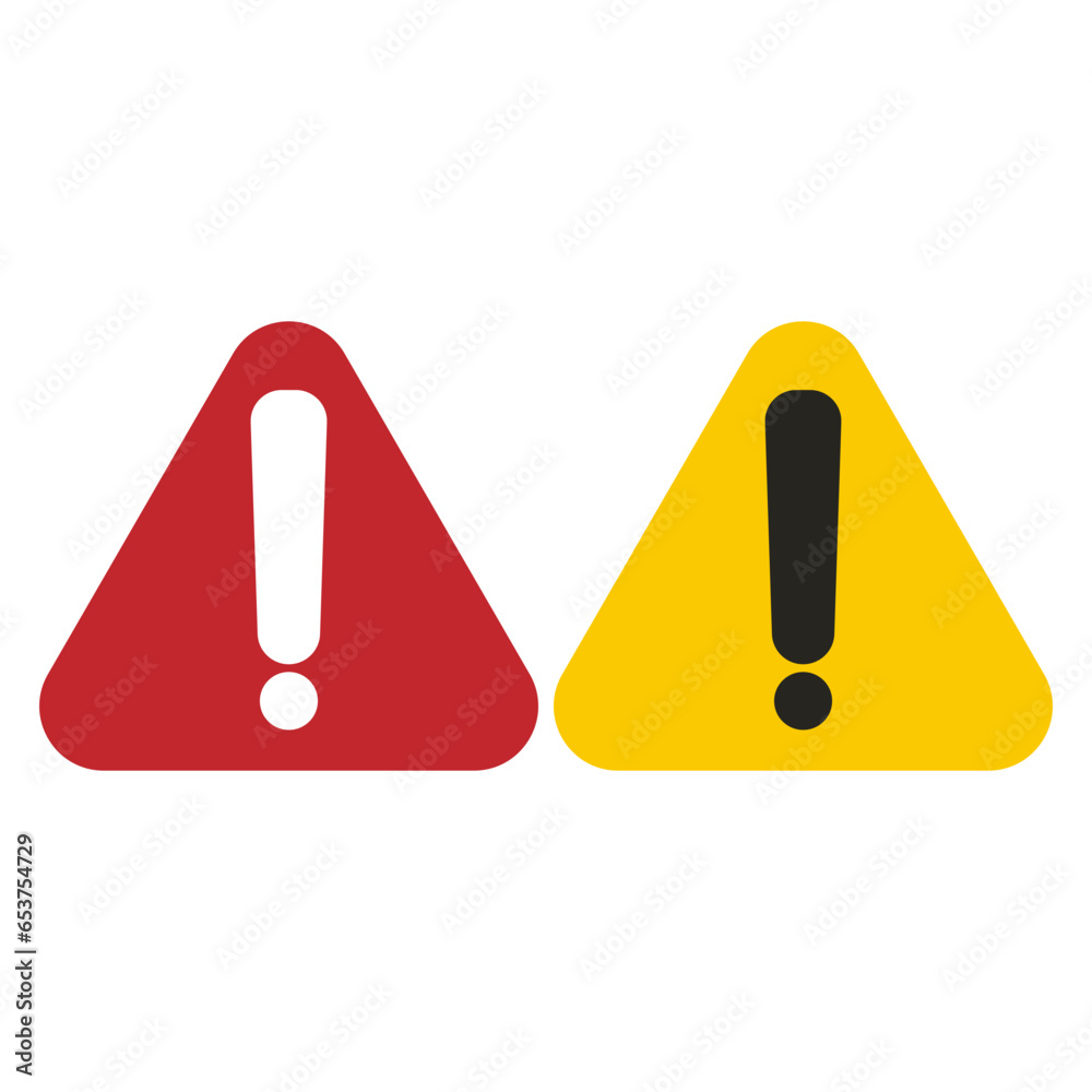 Bundle set cute red white and yellow black caution, warning, danger ...