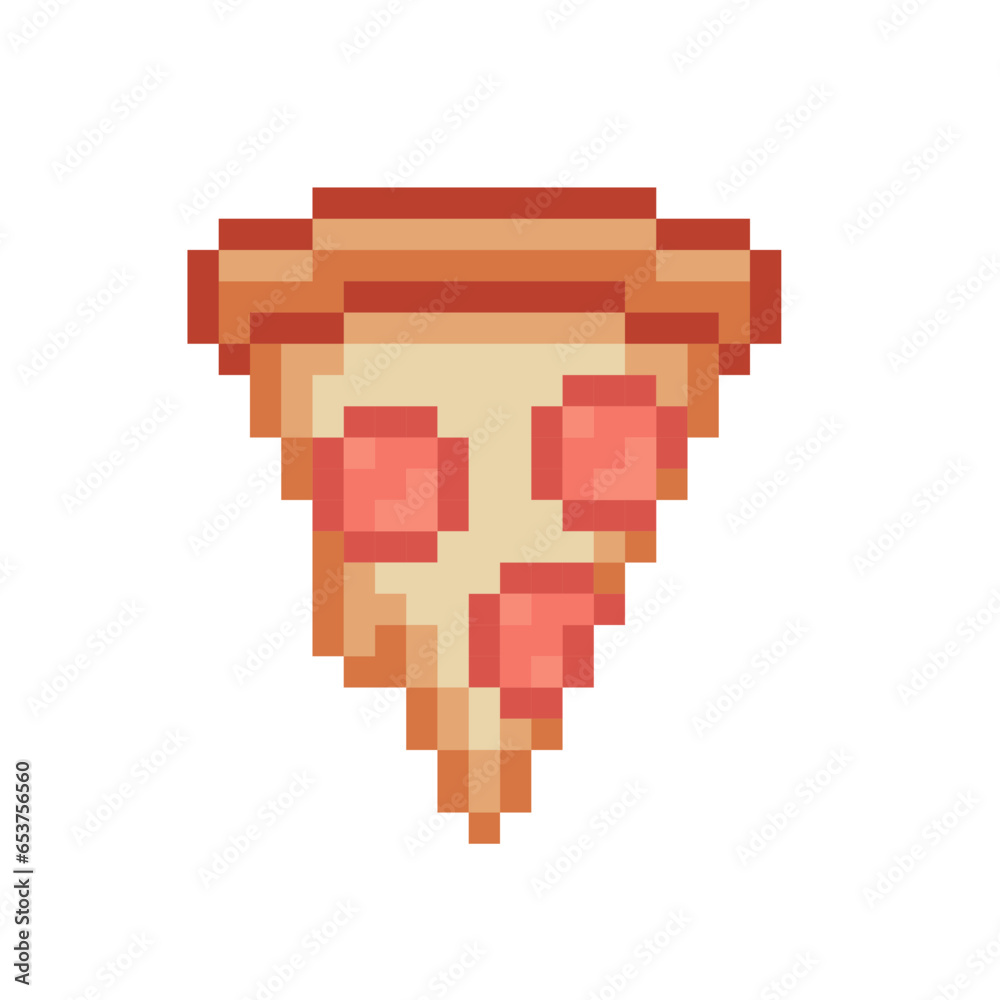 Pizza slice pixel art icon. Design for stickers, pizzeria logo, mobile ...