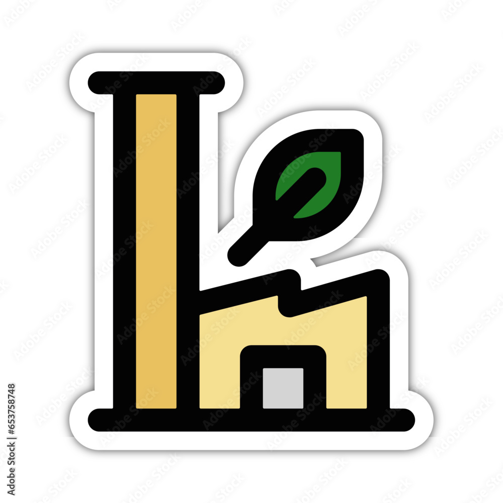 picto logo icones et symbole ecologie usine pollution gaz emition fin ...