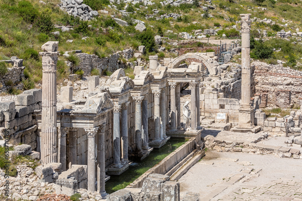 Roman nymphaeum of emperor Antoninus Pius at Upper Agora in ancient ...