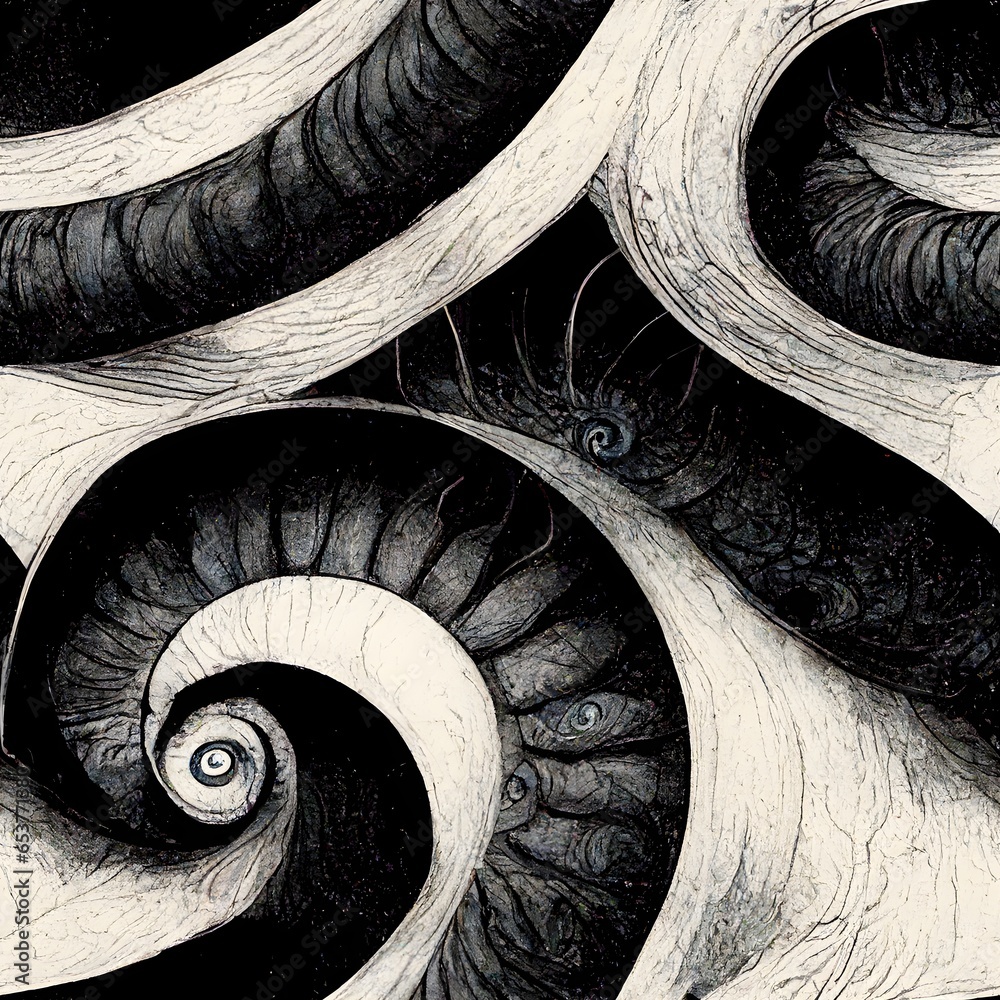 spirals creepy abject horror style of a pen drawing doodle ink ...